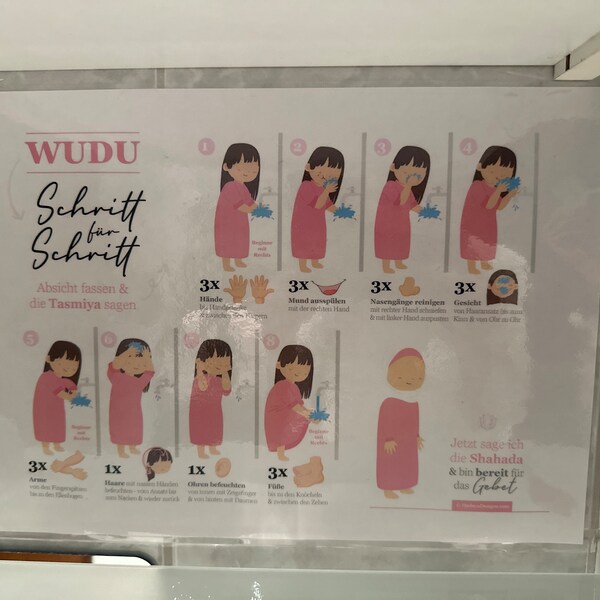 Wudu - A4-poster - Step for Step Guide to Learn Ablution - Wudu Abdest - Poster for Kids - Rose ...
