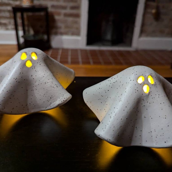 Handmade Clay Ceramic Ghost/ Speckled Rustic Ghost Set - Etsy