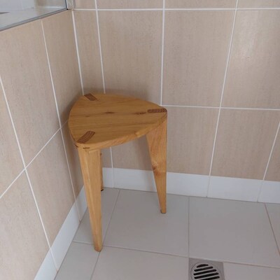 Acacia Stool Three-legged Bathroom Stool Chair Shower Stool Shower ...