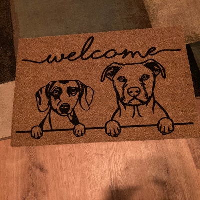 Personalized Dog and Cat Gift, Welcome Mat Cats and Dogs, Custom Dog ...