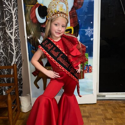 Hot Pink Sparkly Jumpsuit Pageant Outfit Girls Neoprene Jumpsuit ...