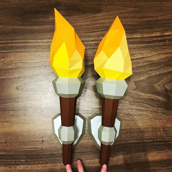 Torches Papercraft 3D DIY Low Poly Paper Crafts Halloween Model and ...