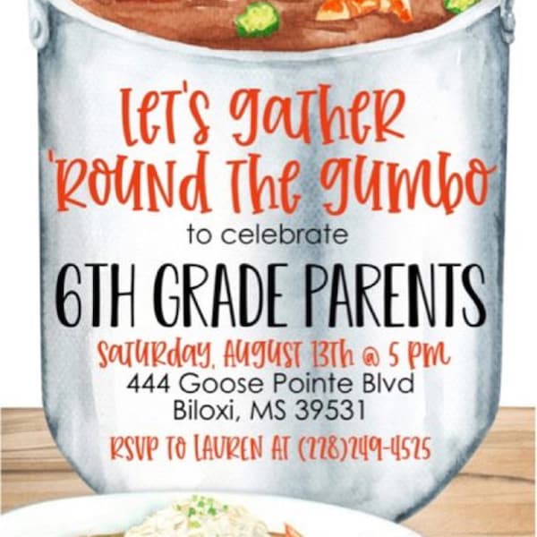 Gumbo Party Invitation, Editable Invitation, Any Occassion Invitation ...