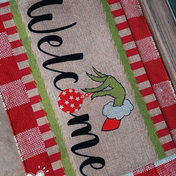 Grinch Welcome Door Mat, the Grinch Doormat, Grinch Christmas Mat ...