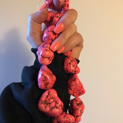 Pink Magnesite Turquoise Graduated Nugget Chunk Beads 25-55mm 15.5 ...