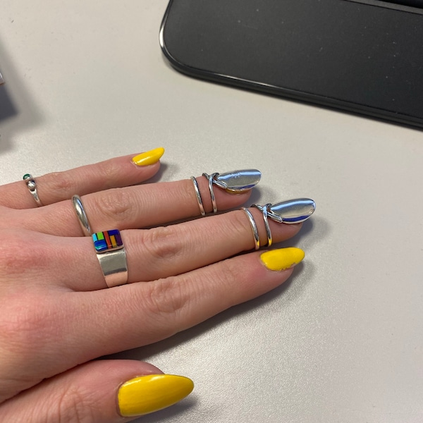 Fingernail Ring/ Sterling Silver Ring/ Nails Ring/ Simple Silver Ring ...