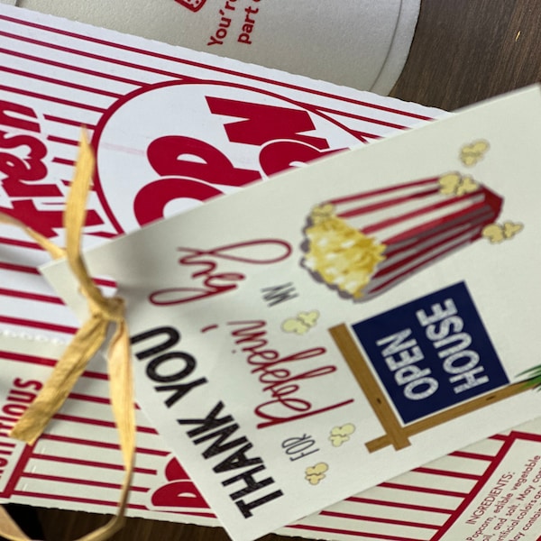 Realtor Popcorn Tags, Open House Real Estate Thank You Gift Tags ...