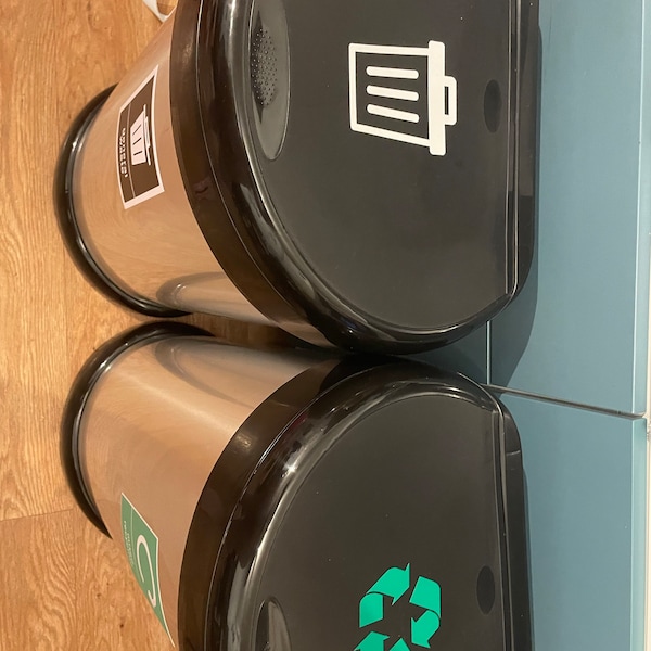 Bin Labels for Rubbish & Recycling, Kitchen Waste, Bin Vinyl Decal ...
