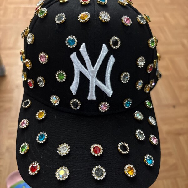 Blue NY Yankees Blinged Out Hat - Etsy