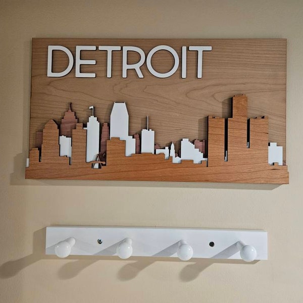 Detroit City Skyline Multilayer Acrylic Sign - Michigan Gift, Detroit ...