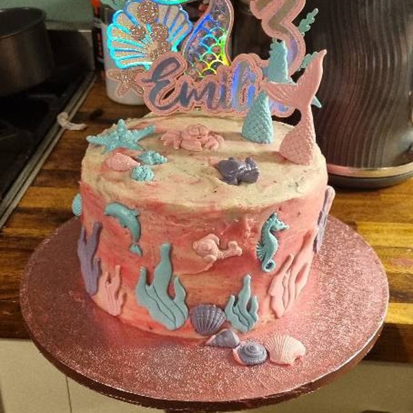 Mermaid Cake Topper, Mermaid Shaker Cake Topper, Mermaid 3d Cake Topper ...