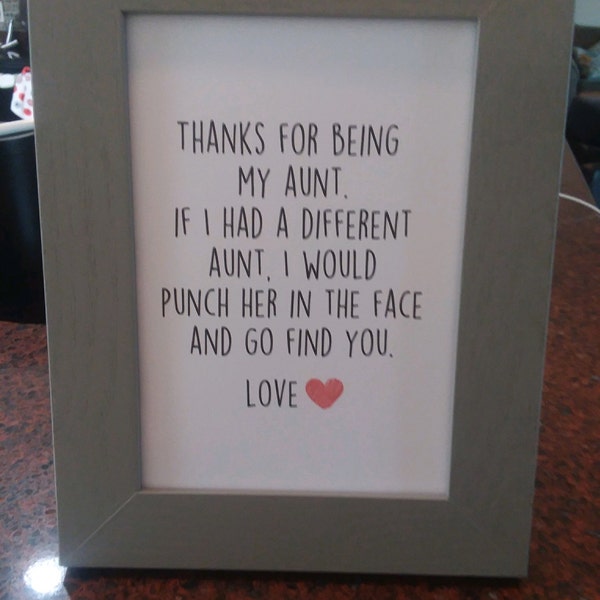 Aunt Card, Funny Card for Aunt, Thank You for Being My Aunt, Folded 5x7 ...