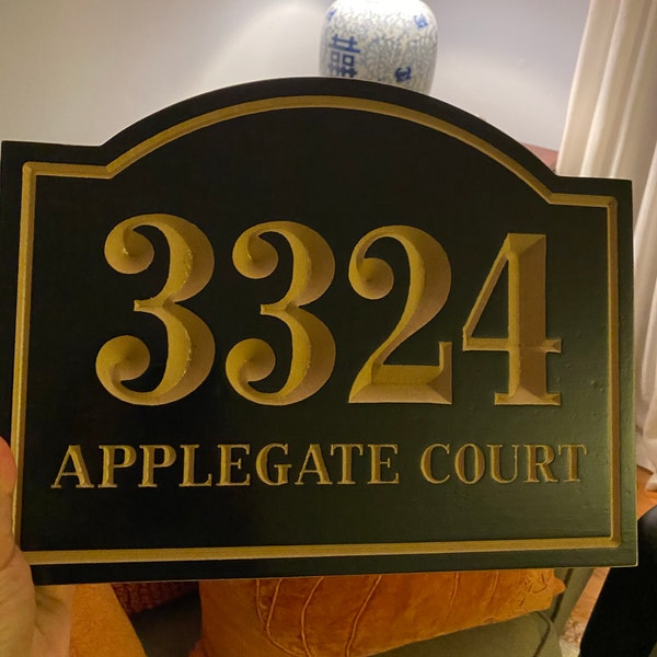 Stylish House Number Engraved Plaque, Family Name Sign, Housewarming ...