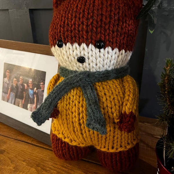 Easy Fox Knitting Pattern, Finnegan the Knit Fox, Knit Fox Pattern, Beginner Fox Knitting ...