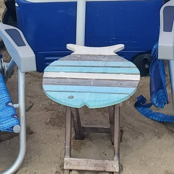 Wooden Folding Fish Shaped Table With Distressed Finish - Etsy