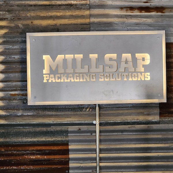 CORTEN (rusted) Steel LED Backlit Sign, Backlit, Business Sign-plaque ...