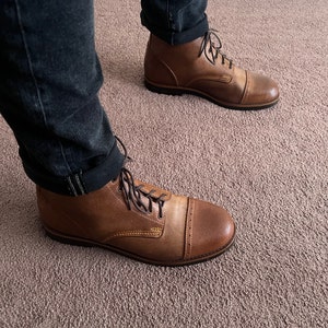 Handmade Boots Men Mens Leather Boots Mens Boots Man Lace-up Ankle ...