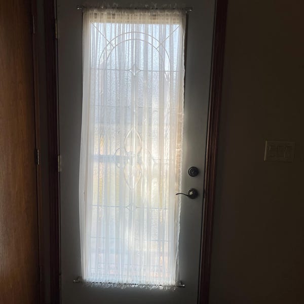 Linen-look Sheer China Cabinet Curtain: Custom Kitchen Panel - Etsy