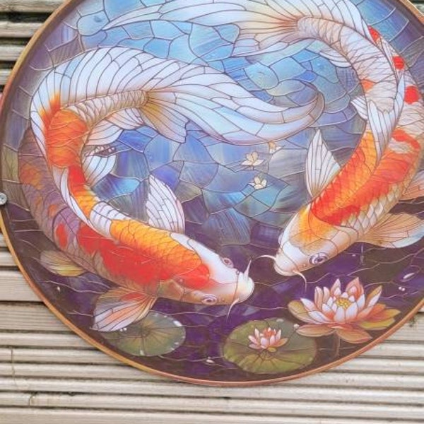 Koi Sign, Koi Wreath Sign, Koi Pond Sign, Japanese Garden Sign, Koi ...