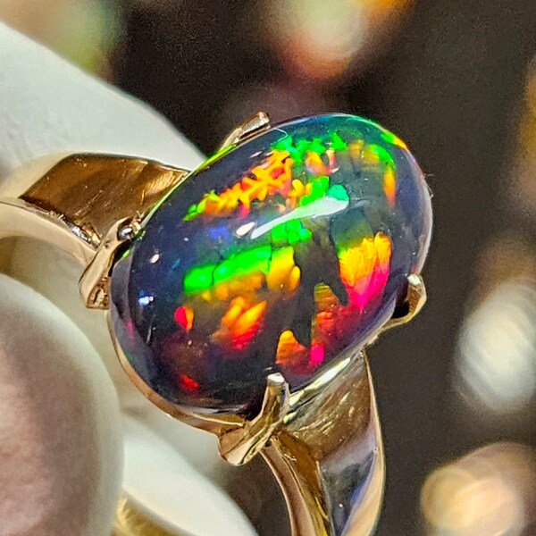 Red & Green Flame Fire Cherry Black Opal Gemstone,oval Shape Loose ...