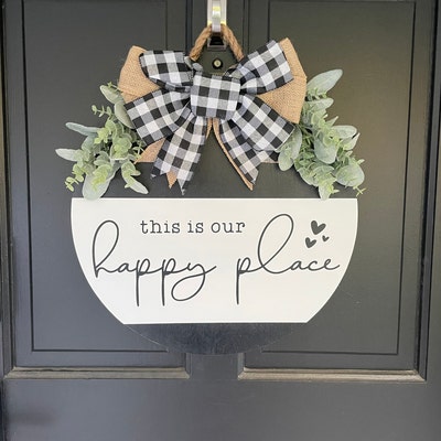 Front Door Decor, This is Our Happy Place, Front Door Wreath, Door ...