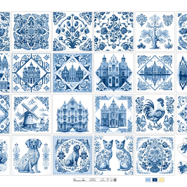 Delft Blue Animal Patterns | Digitalpaper | Printable Backgrounds for ...