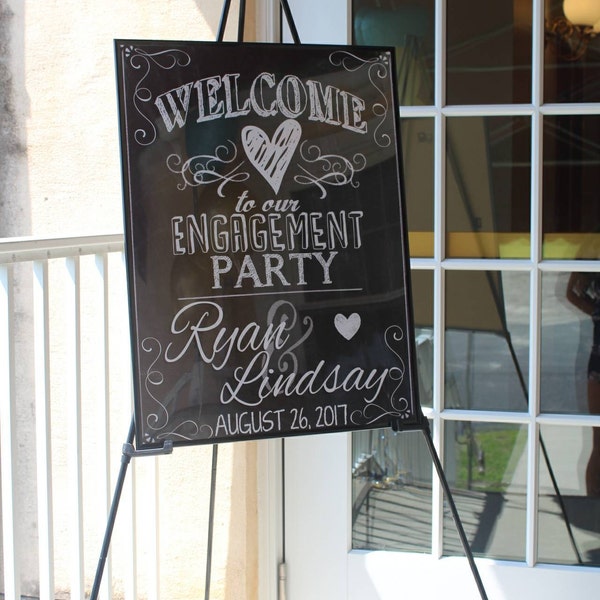 Chalkboard Engagement Party Welcome Sign, Welcome to Our Engagment ...