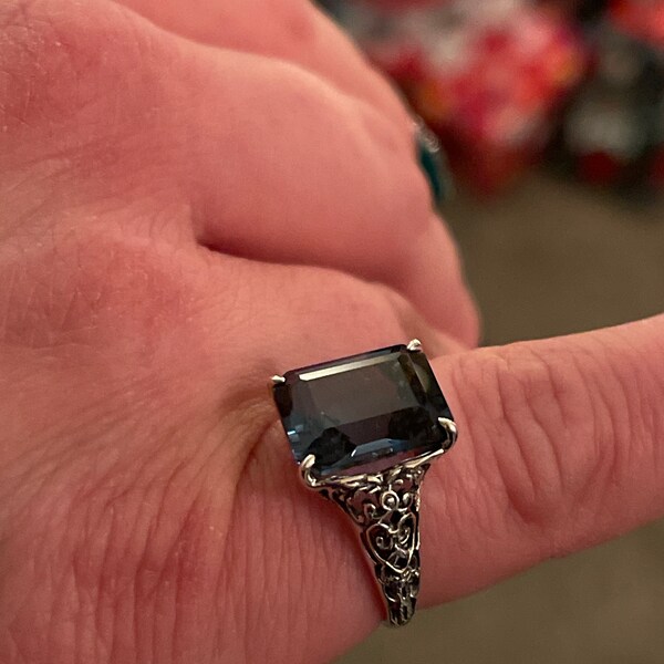 Natural London Blue Topaz Ring/ Sterling Silver/ 4.2ct London Blue ...