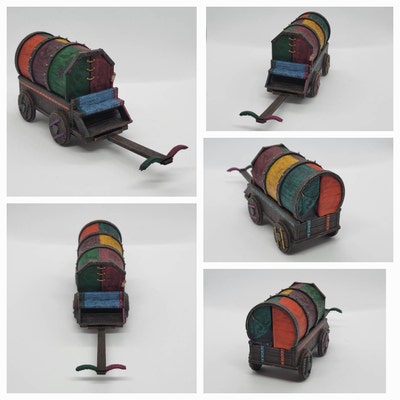 Horse & Wagon Cart Set 28mm Scale Fantasy Scatter Terrain Model for RPG ...