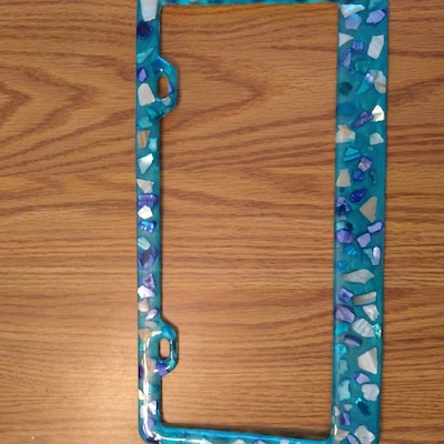 Epoxy Resin License Plate Framecustom License Plate Framered Stones ...