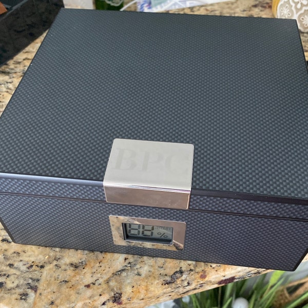 Carbon Fiber Design Handcrafted Modern Cedar Humidor With Front Digital ...