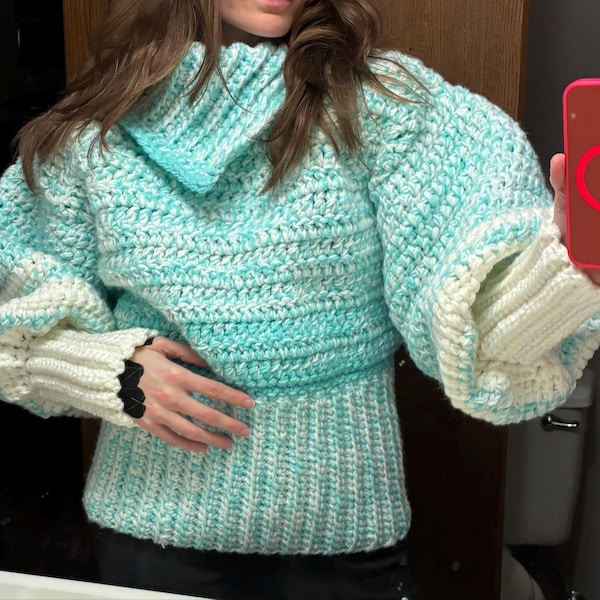Boho Crochet Sweater Pattern: Oversized Chunky Sleeves (PDF Pattern) - Etsy