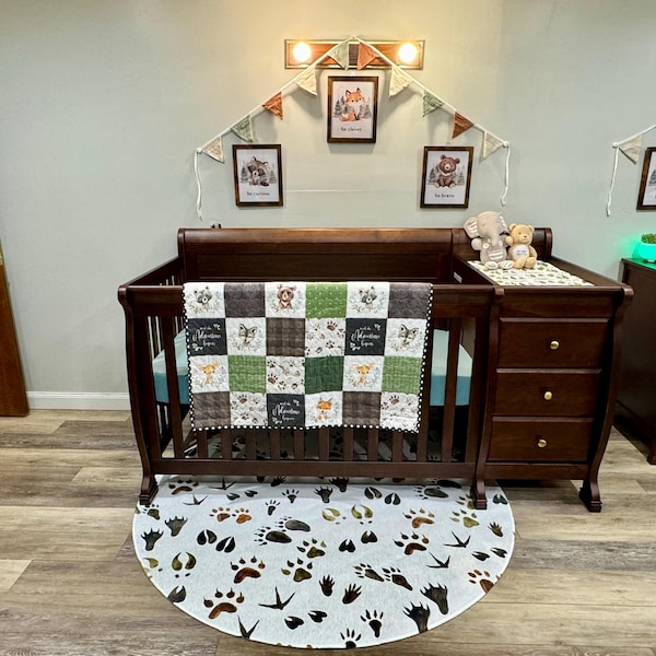 Wolf and Moon Rug, Wolf Nursery Decor, Forest Rug, Woodland Animals Rug ...