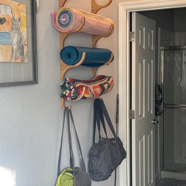 Wooden Yoga Mat Hooks, Wall Mount Wooden Yoga Mat Holder, Yoga Mat ...