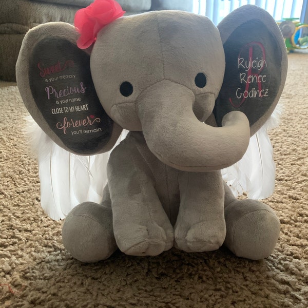 Angel Elephant, Memorial Stuffed Animal, Infant Loss Gift, Miscarriage ...