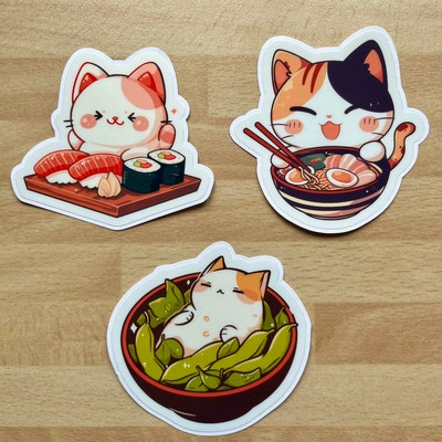 Kawaii Cat and Food PNG Bundle Cute Kitten Clipart Set Cat Lover Cat ...