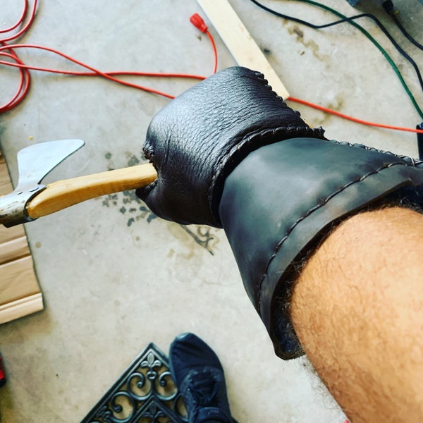 Leather Viking Glove for FULL CONTACT Fight, Steel Plates & Genuine ...