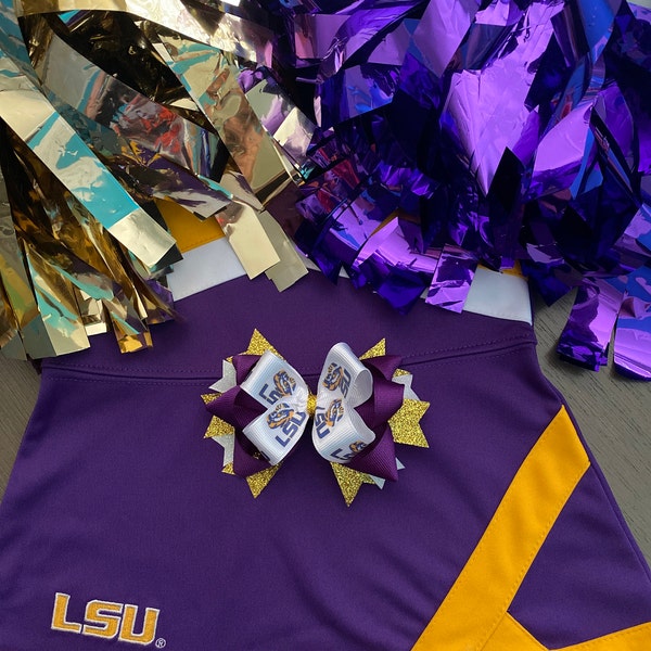 LSU Hair Bow • Glitter Cheer Bow • Infant Bow • Toddler Hairbow • Girls ...