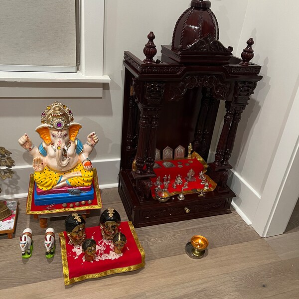 Teakwood Home Temple/temple Mandir/home Temple/doors Mandap for Pooja ...