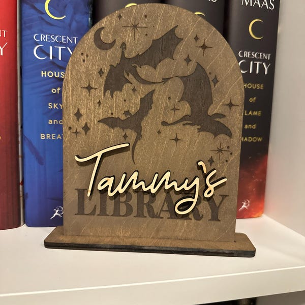 Dragon Personalized Library Sign, My Library Sign, Book Sign, Bookish ...