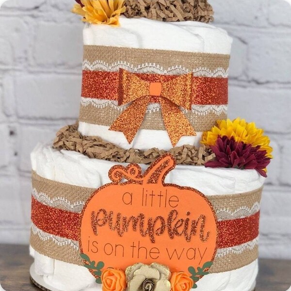Pumpkin Fall Diaper Cake, Baby Shower Drive by Centerpiece Decor ...