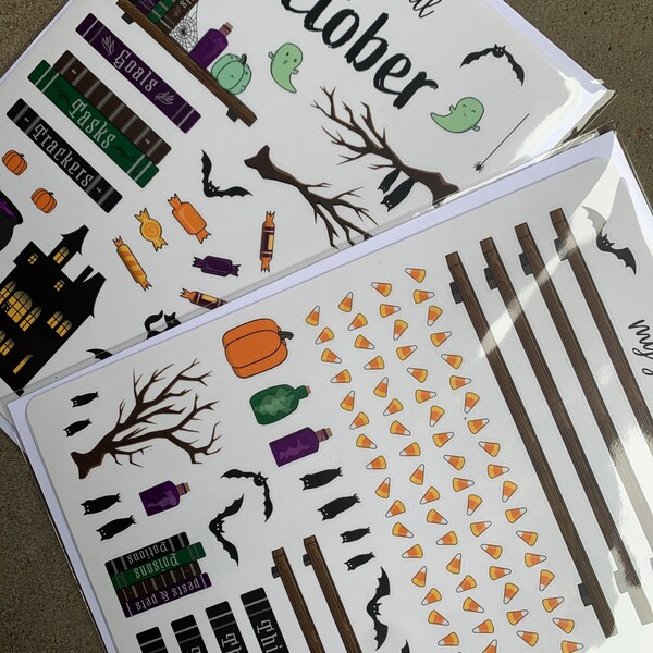 October Monthly Bullet Journal Sticker Kit - Halloween Themed Stickers ...