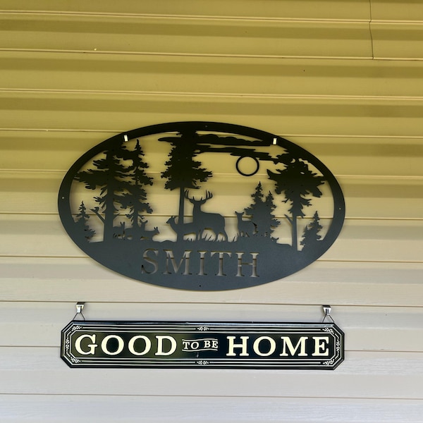 Personalized Oval Deer Metal Cabin Sign | Outdoor Hunting | Deer Hunter ...