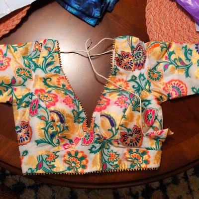 Sabyasachi Deep V Cut Blouse Designer Pattern Beautiful Saree - Etsy