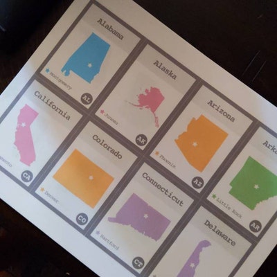 Printable US Map and 50 State Flashcards for Geography Homeschool ...