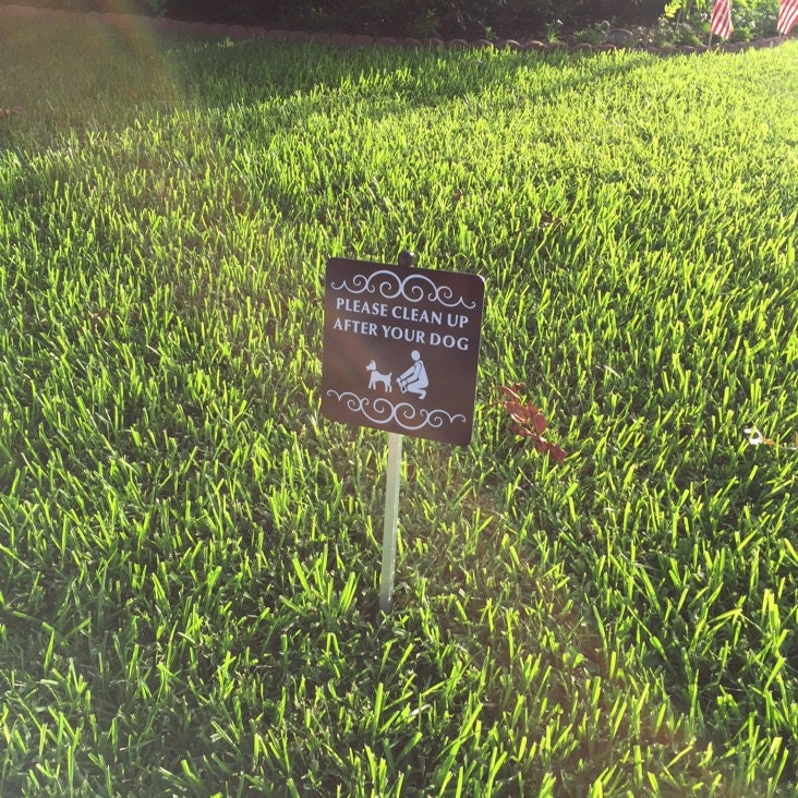 Please Clean up After Your Dog Yard Sign With Attached Yard | Etsy