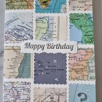 Mappy Birthday Handmade Card Using Original Vintage Map - Etsy UK
