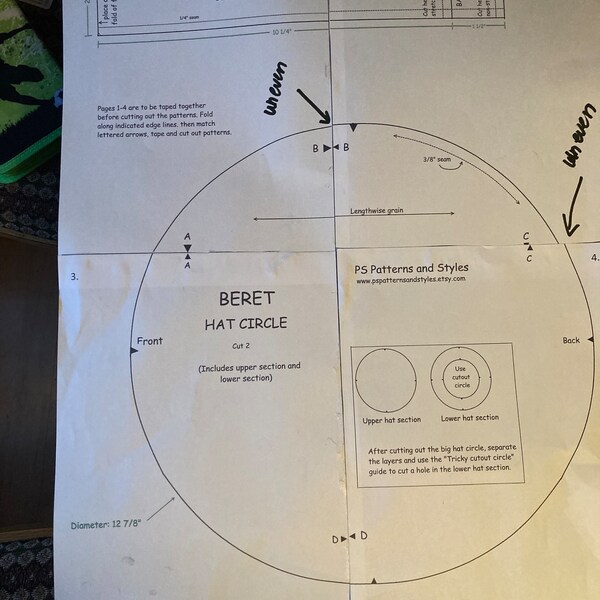 PDF PATTERN BERET, Tam, Hat Pattern, Beret Pattern, Tam Sewing Pattern ...