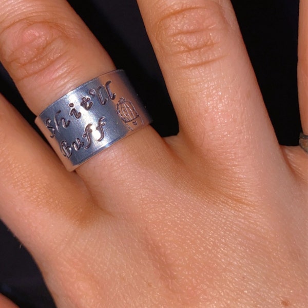 Custom Hand Stamped Wide Aluminum Ring- Add Your Own Phrase - Etsy