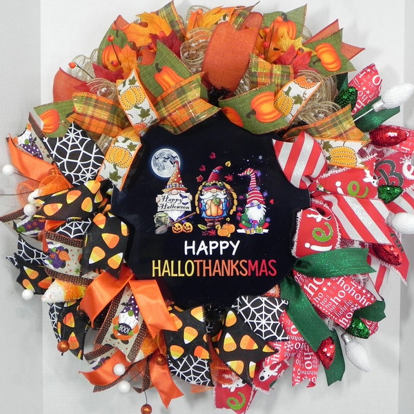 Hallothanksmas Wreath Sign - Etsy